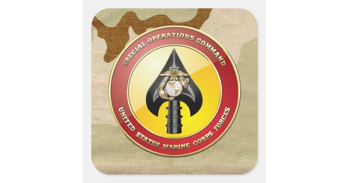 USMC Special Operations Command (MARSOC) [3D] Square Sticker | Zazzle