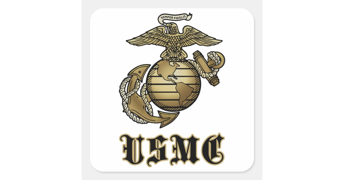 USMC SQUARE STICKER | Zazzle