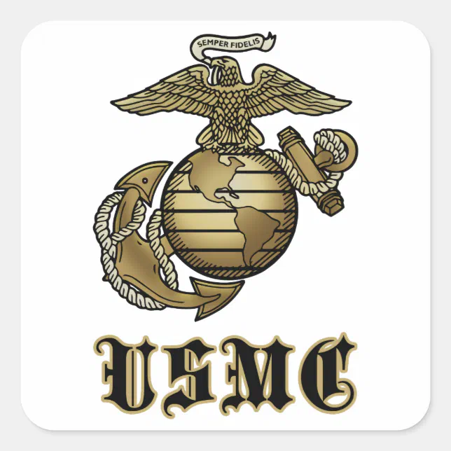 USMC SQUARE STICKER | Zazzle