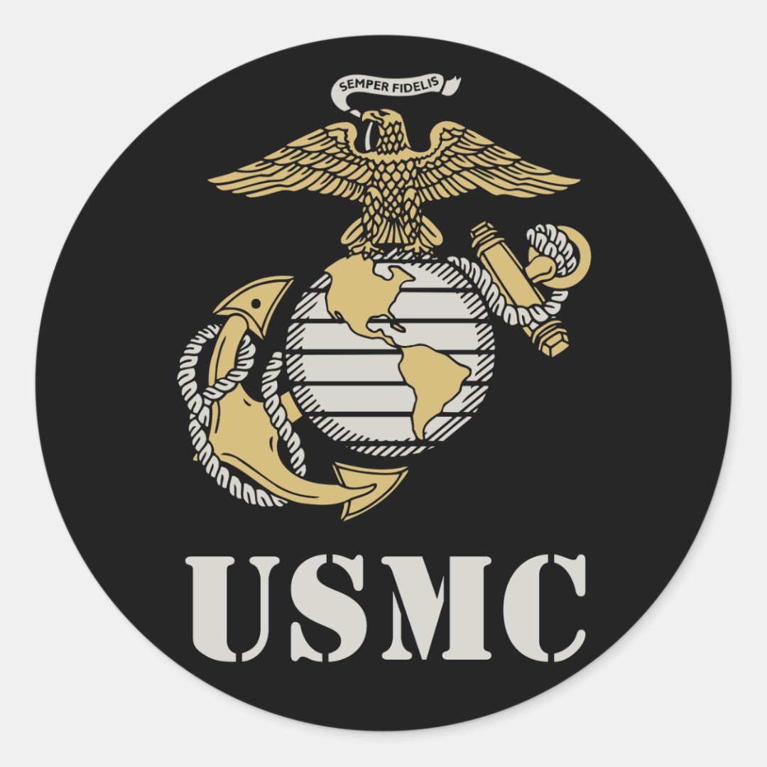 USMC [stencil] Classic Round Sticker | Zazzle