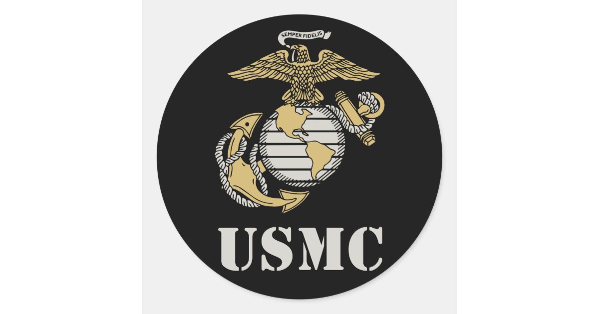 USMC [stencil] Classic Round Sticker | Zazzle