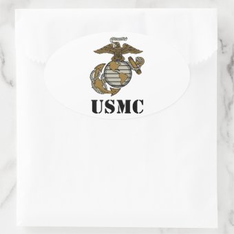 USMC [stencil] Oval Sticker | Zazzle