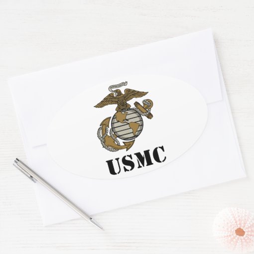 USMC [stencil] Oval Sticker | Zazzle