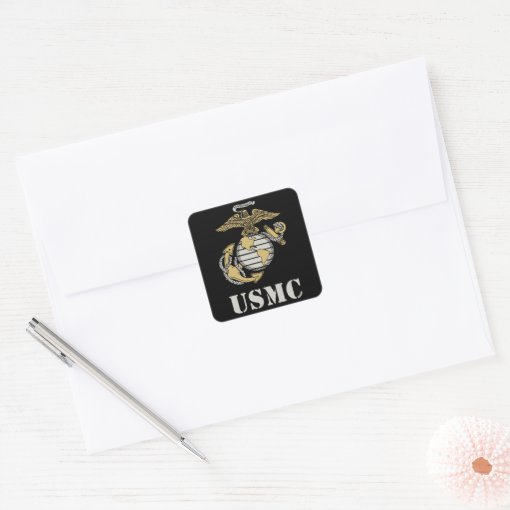 USMC [stencil] Square Sticker | Zazzle