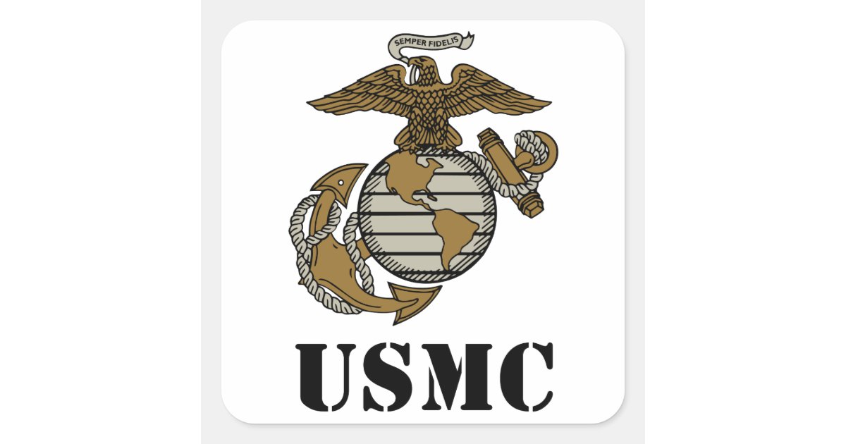 USMC [stencil] Square Sticker | Zazzle