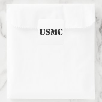USMC [stencil text] Square Sticker | Zazzle