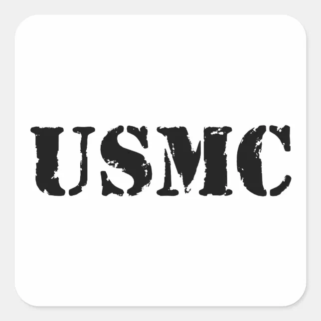 USMC [stencil text] Square Sticker | Zazzle