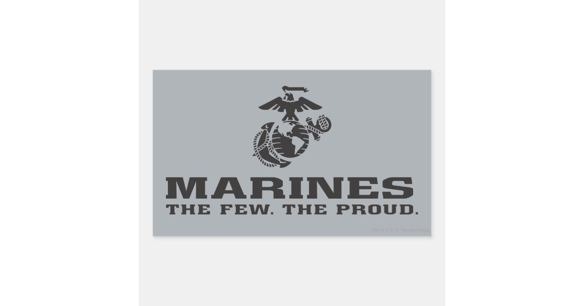 USMC "The Few, The Proud" Stacked Black Logo Rectangular Sticker | Zazzle