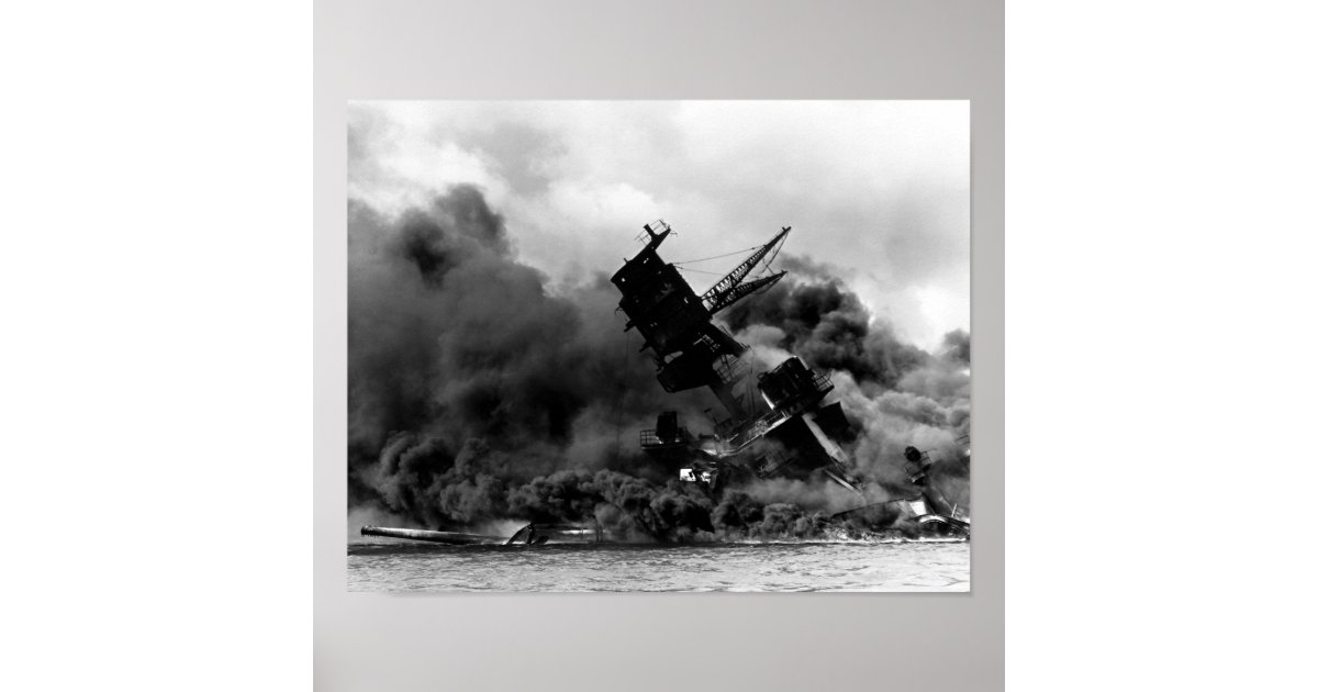 USS Arizona Burning In Pearl Harbor Poster | Zazzle