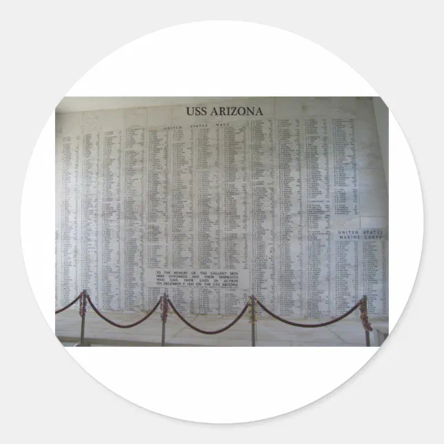 USS Arizona Plaque Classic Round Sticker | Zazzle