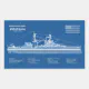 USS Arizona - Ship Blueprint Plans ABD Rectangular Sticker | Zazzle