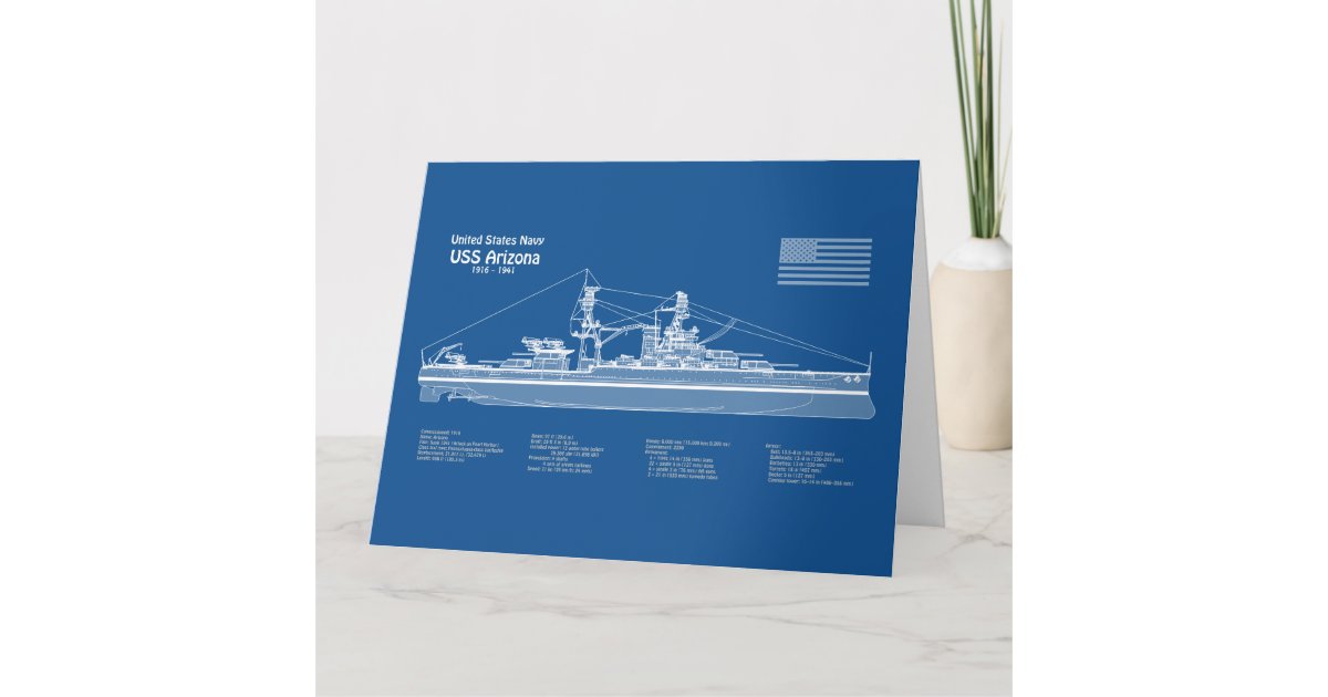USS Arizona - Ship Blueprint Plans ABD Thank You Card | Zazzle