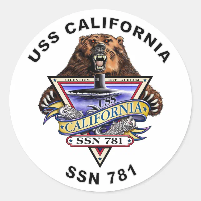 USS California SSN 781 Ship's Crest Classic Round Sticker | Zazzle