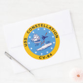 USS Constellation CV-64 Aircraft Carrier Insignia Classic Round Sticker ...