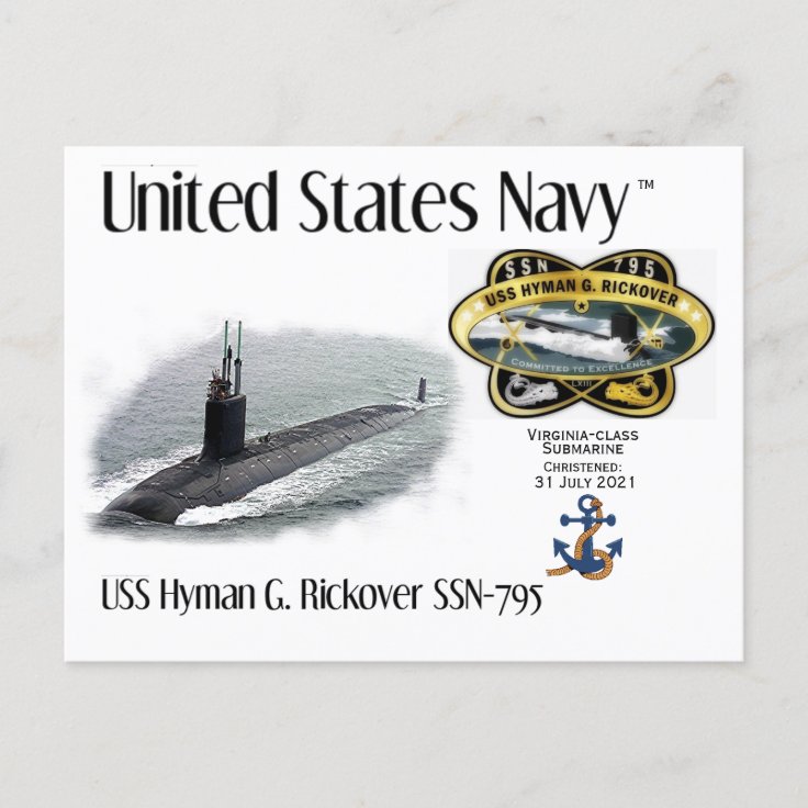 USS HYMAN G. RICKOVER SSN-795 SUBMARINE a POSTCARD | Zazzle