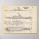 USS IOWA Blueprint (Archival) Poster | Zazzle