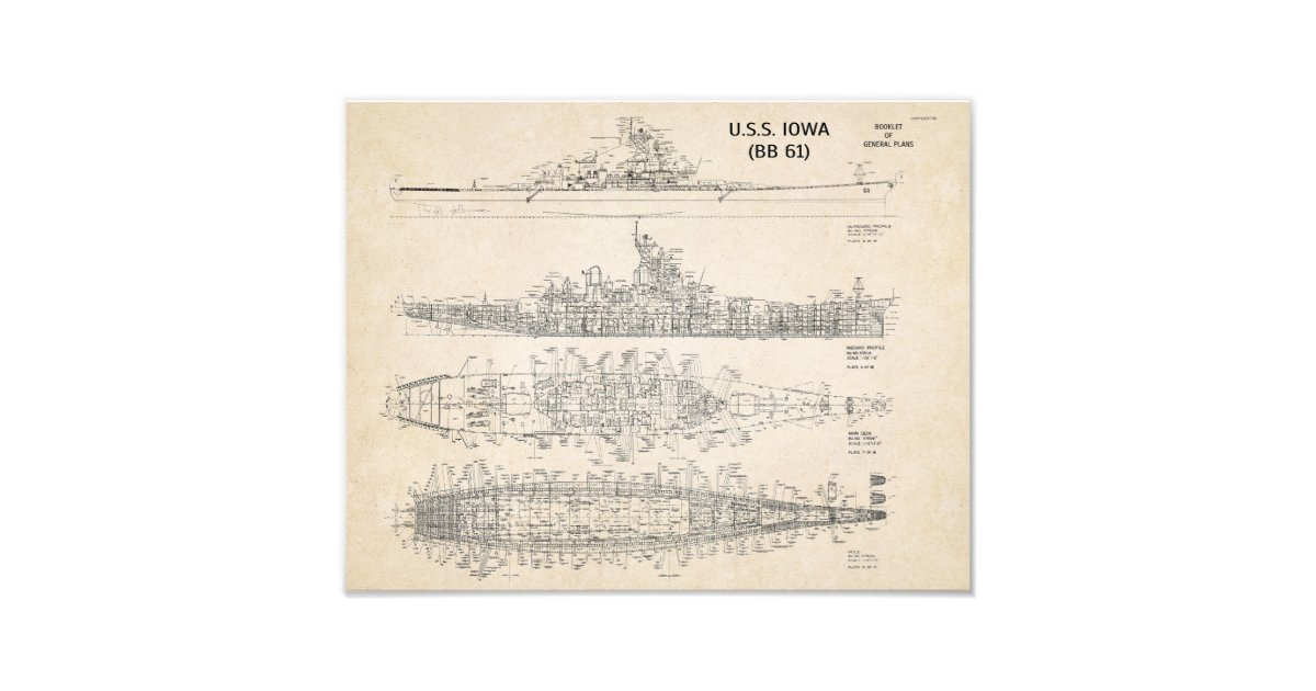 USS Iowa Blueprints Photo Print | Zazzle