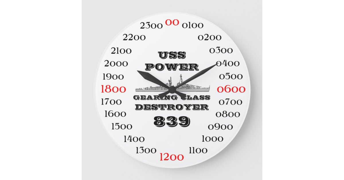 USS Power (DD-839) Large Clock | Zazzle