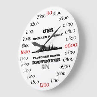 USS Richard P. Leary (DD-664) Large Clock | Zazzle