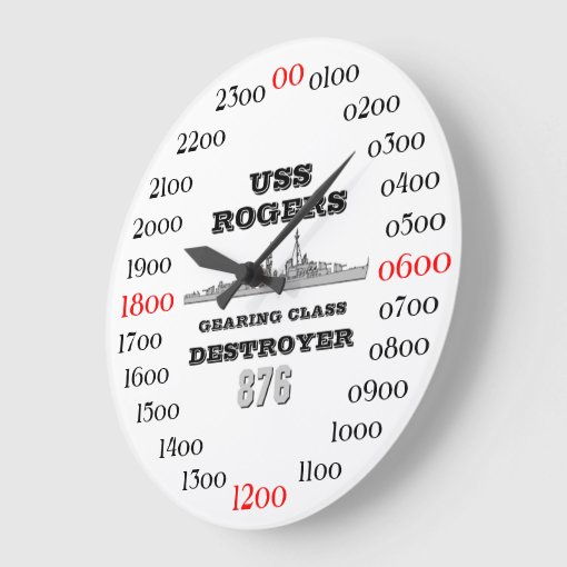 USS Rogers (DD-876) Large Clock | Zazzle