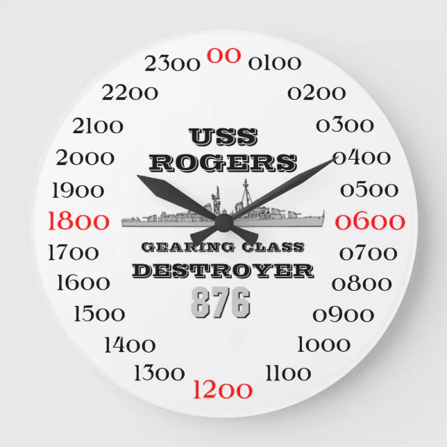 USS Rogers (DD-876) Large Clock | Zazzle