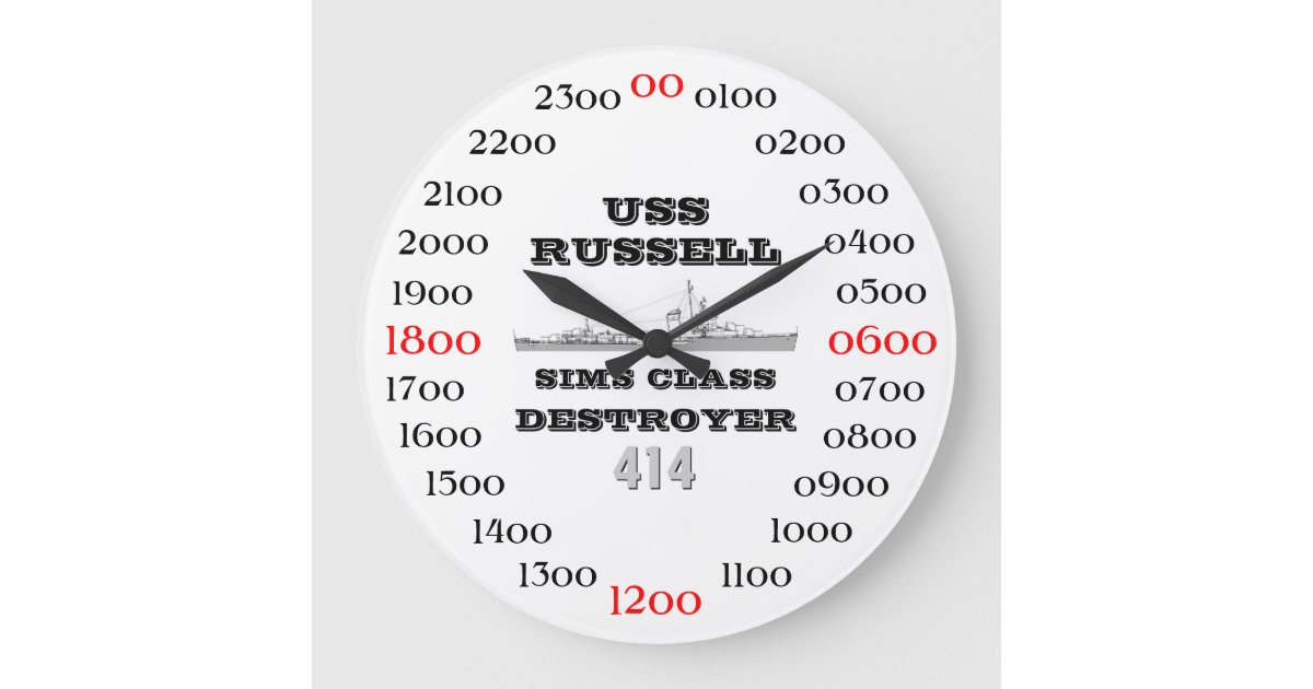 USS Russell (DD-414) Large Clock | Zazzle