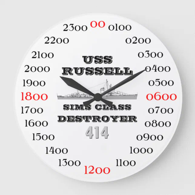 USS Russell (DD-414) Large Clock | Zazzle