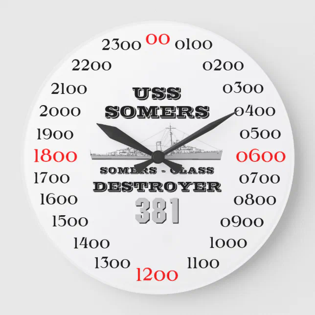 USS Somers (DD-381) Large Clock | Zazzle