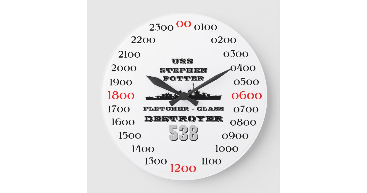 USS Stephen Potter (DD-538) Large Clock | Zazzle