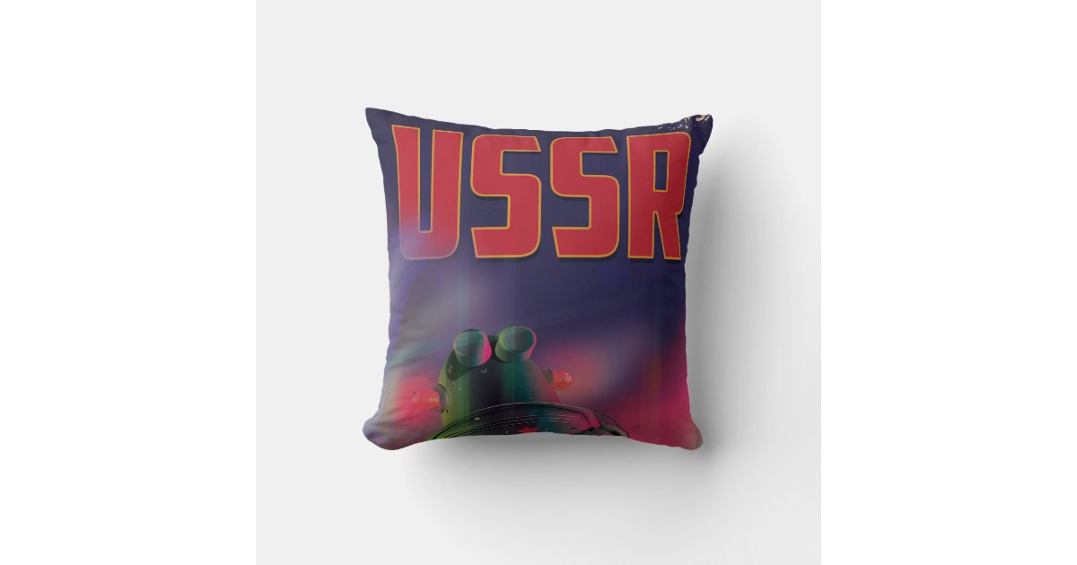 USSR soviet russia cartoon travel poster art. Throw Pillow | Zazzle