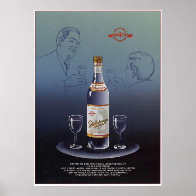 USSR Soviet Stolichnaya Vodka Advertising 1965 Poster | Zazzle