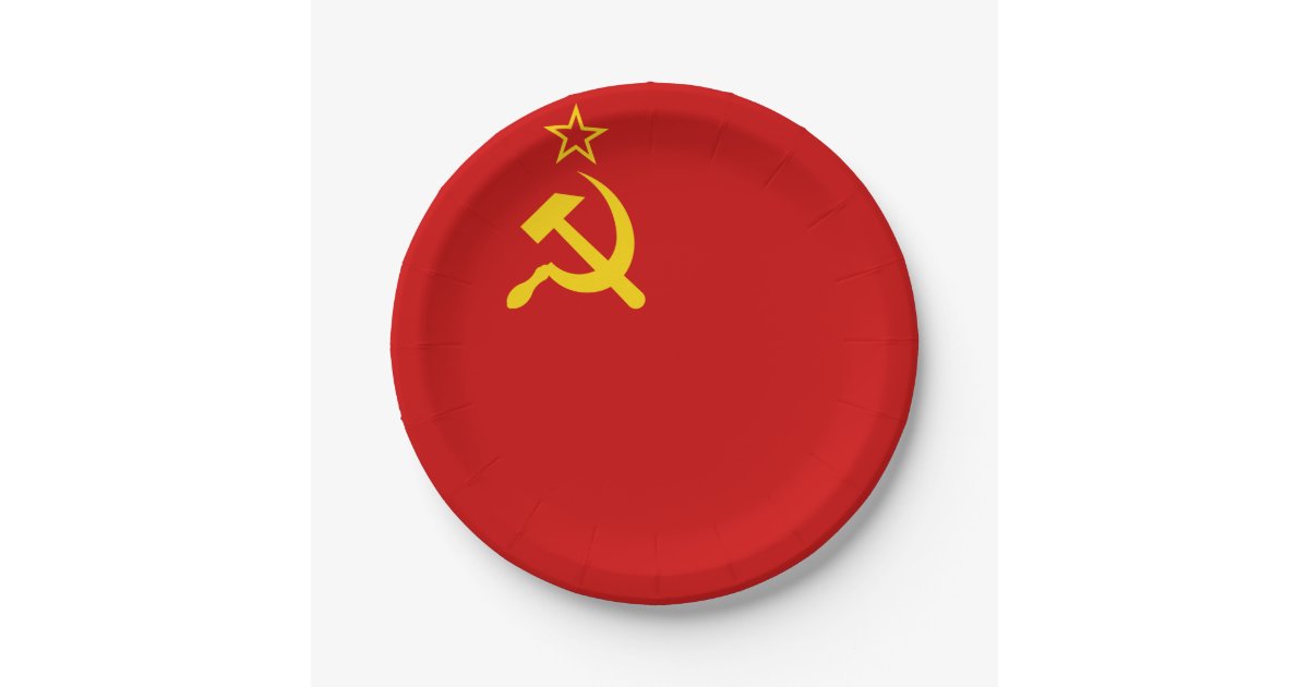 USSR Soviet Union Communist Sickle and Hammer Paper Plates | Zazzle