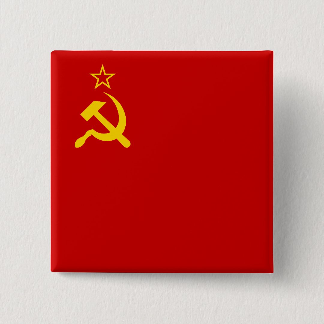 USSR Soviet Union Flag Communist Sickle and Hammer Button | Zazzle