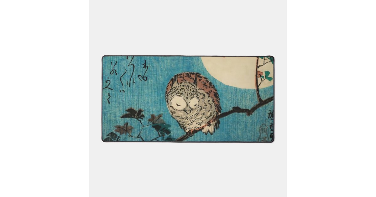 Utagawa Hiroshige - Horned Owl on Maple Branch Desk Mat | Zazzle