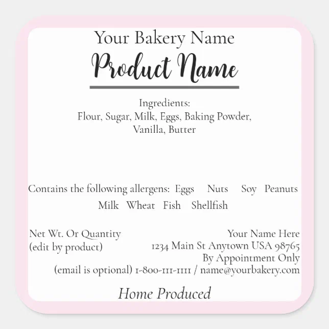 Utah Cottage Food Business Pink Baking Label | Zazzle
