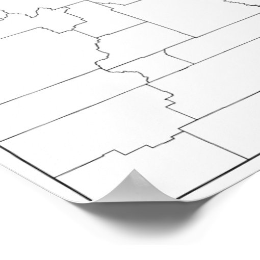 Utah Counties Blank Outline Map Poster | Zazzle