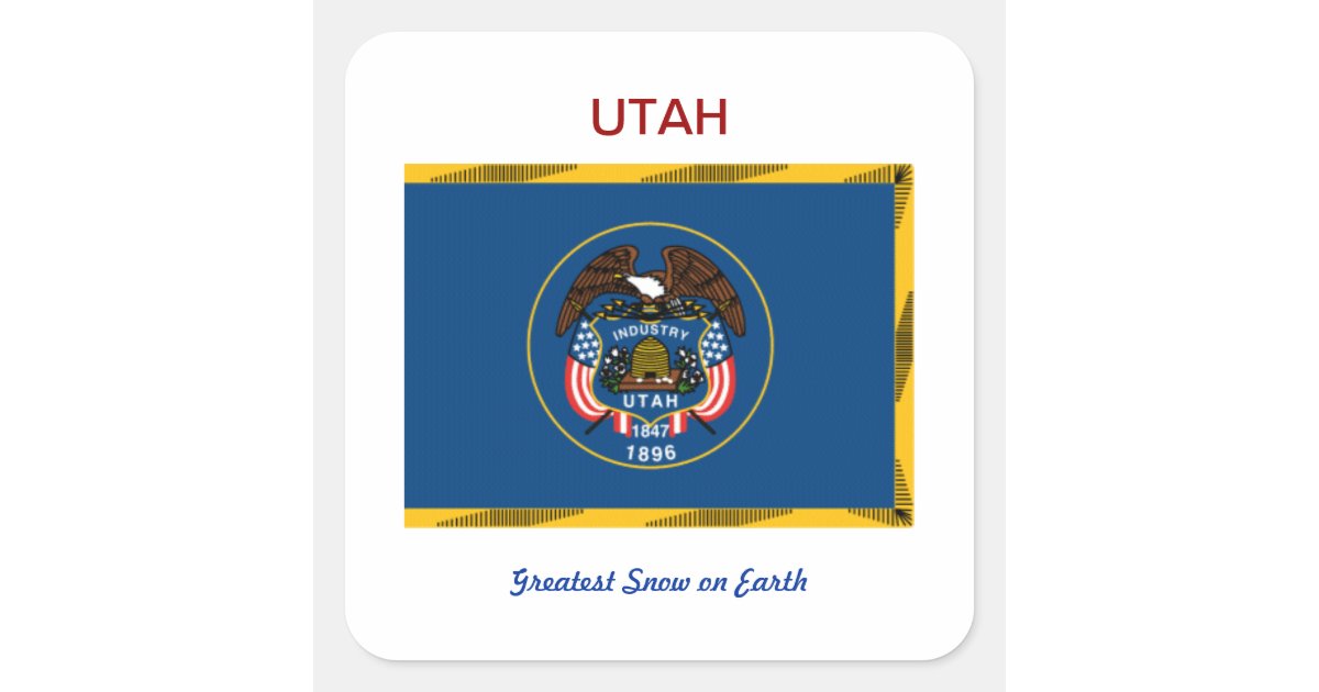 Utah Flag and Slogan Square Sticker | Zazzle