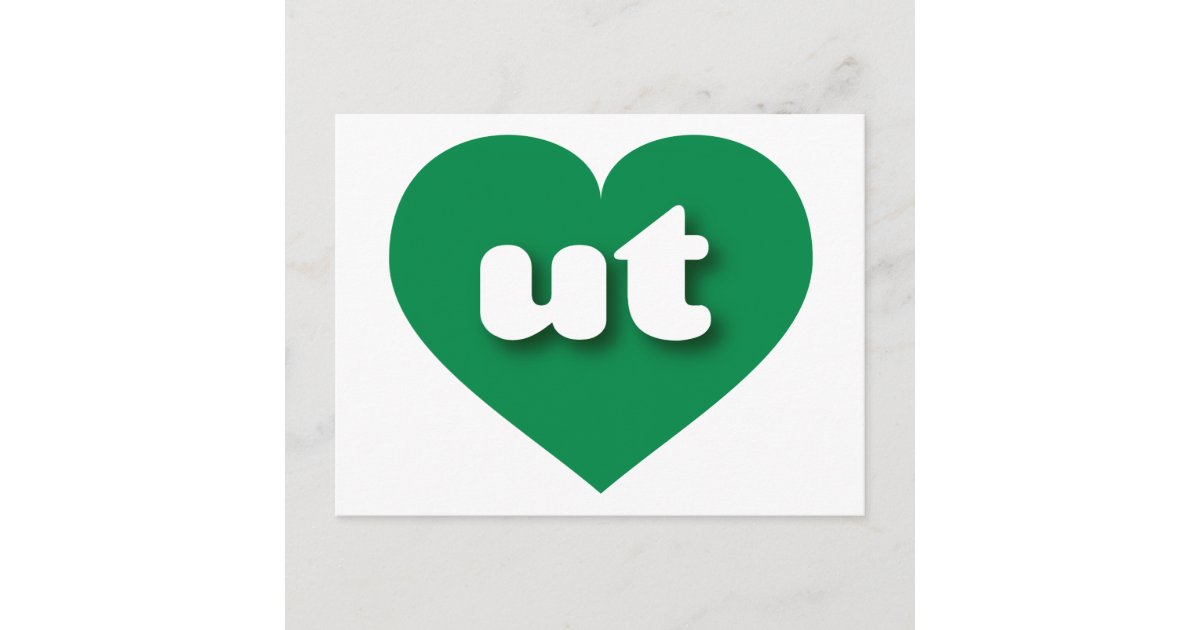 Utah green heart - I love ut Postcard | Zazzle