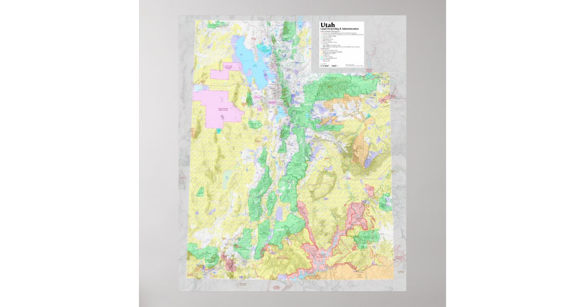 Utah Lands Map Poster | Zazzle