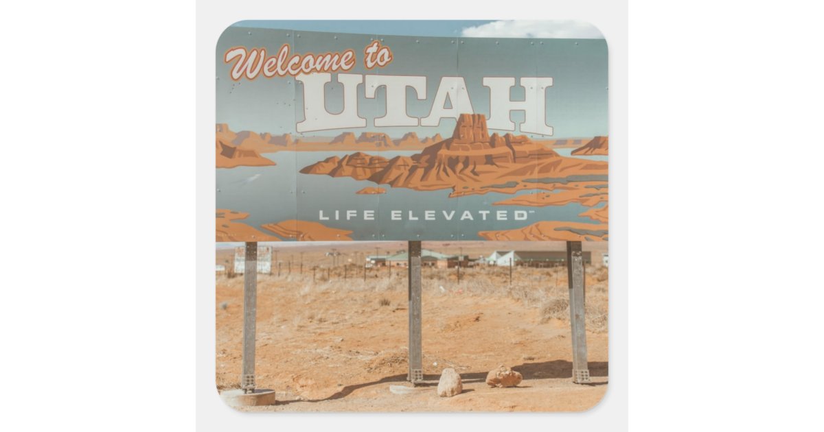 Utah Life Elevated Square Sticker | Zazzle