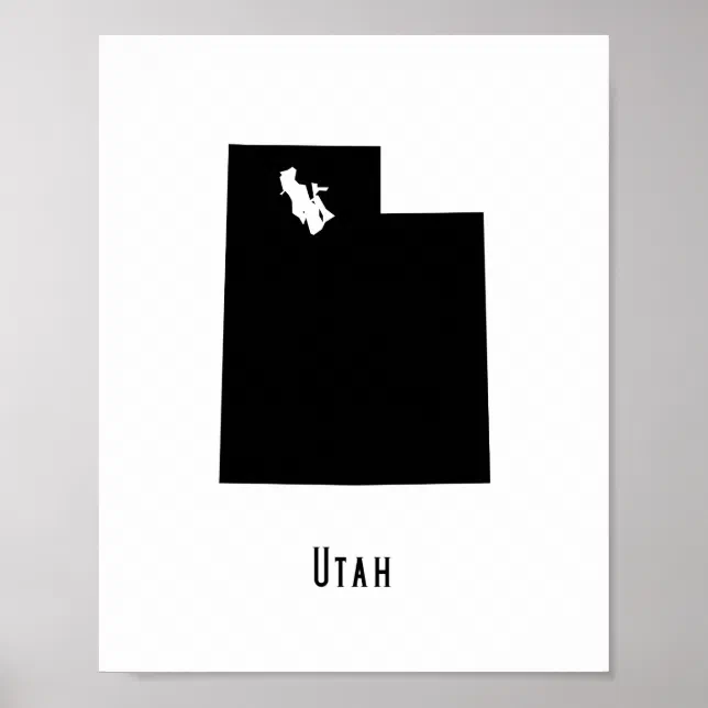 Utah Map - Black and White Modern Utah Map Poster | Zazzle