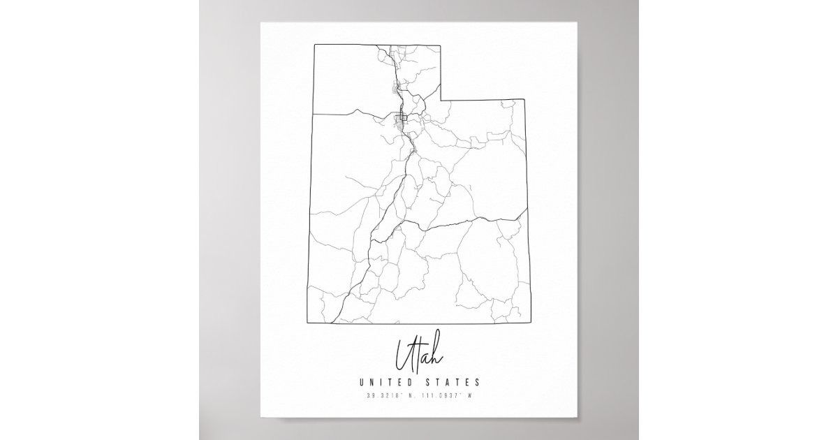 Utah Minimal Street Map Poster | Zazzle