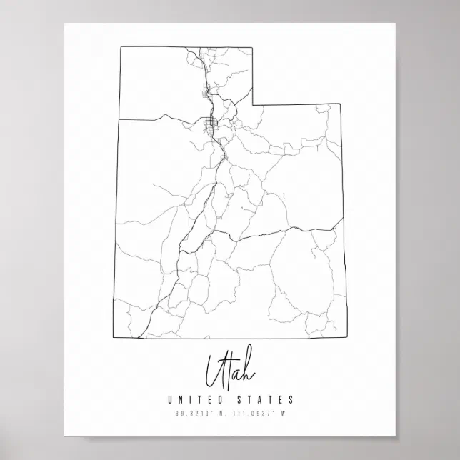 Utah Minimal Street Map Poster | Zazzle
