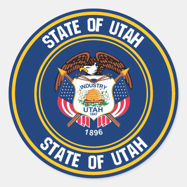 Utah Round Emblem Classic Round Sticker | Zazzle