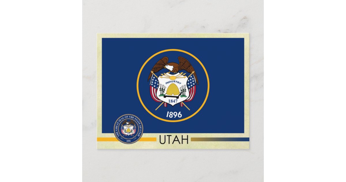Utah State Flag and Seal Postcard | Zazzle