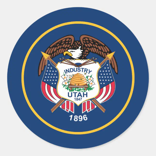 Utah State Flag Classic Round Sticker | Zazzle