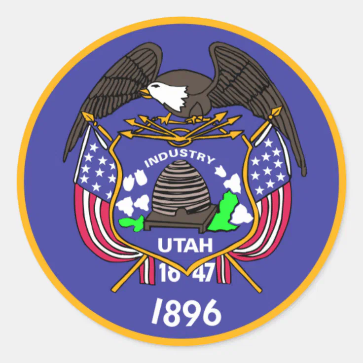 Utah State Flag Classic Round Sticker | Zazzle
