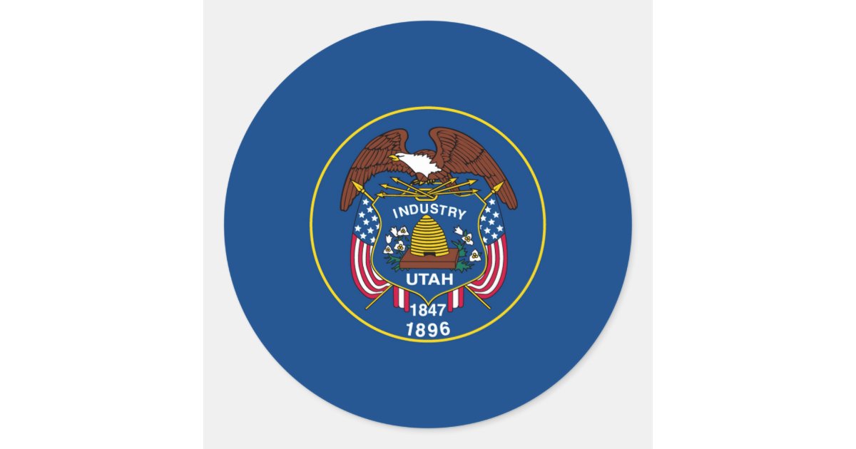 Utah State Flag Design Classic Round Sticker | Zazzle