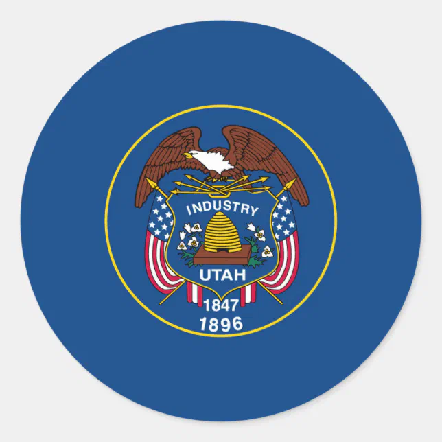 Utah State Flag Design Classic Round Sticker | Zazzle