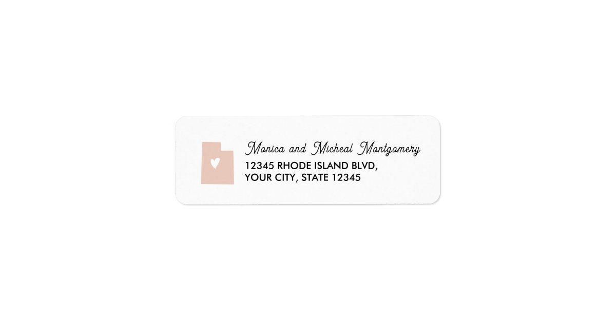 UTAH State Map with Heart - ANY COLOR Label | Zazzle